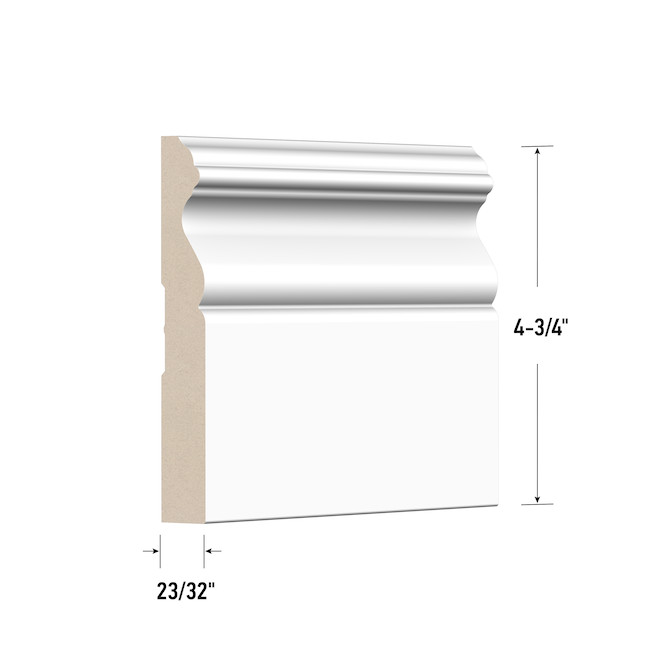 Metrie 4 75 In X 8 Ft White Primed Mdf Baseboard 1682487 Réno Dépôt